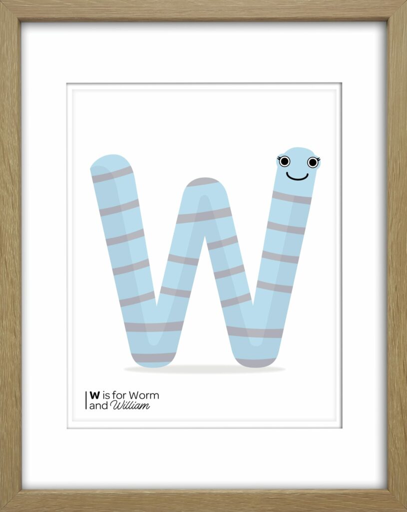 Alphabet Art | Letter W Kids Print | BLACKBIRD DESIGN SHOP